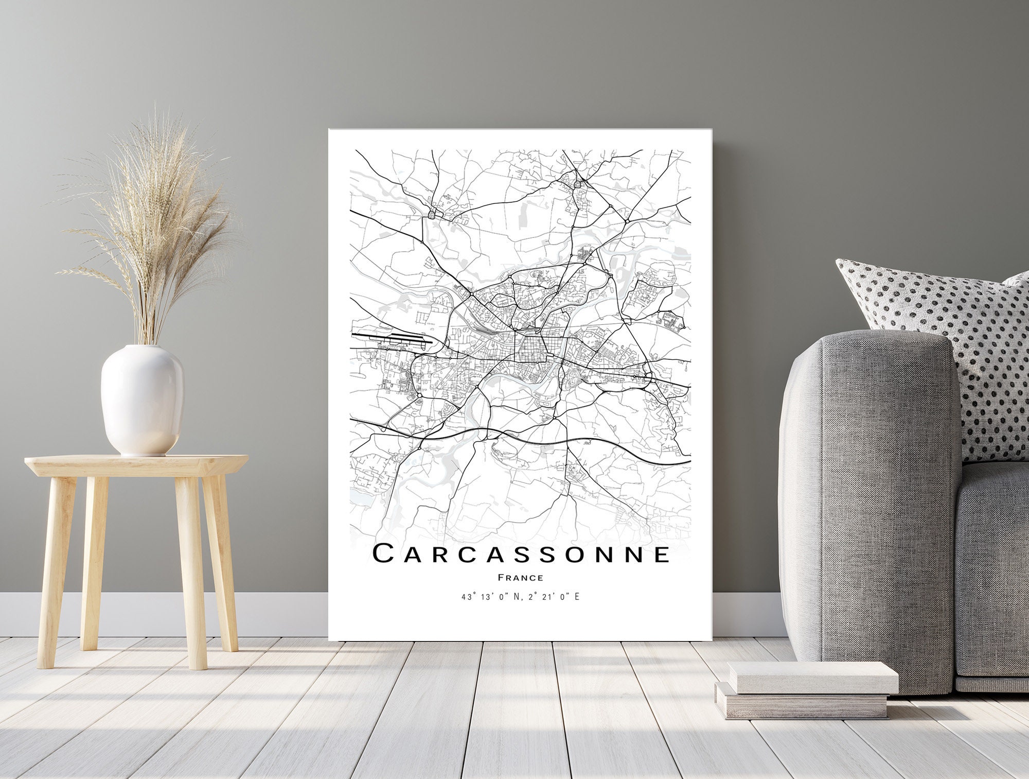 Carcassonne Map France City Map With High Details - Etsy
