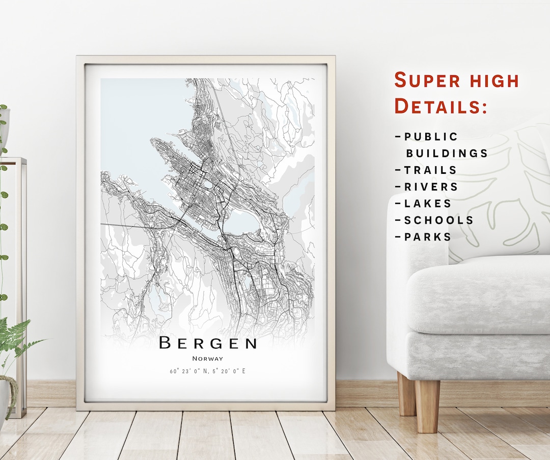 Bergrn Map, Norway - City Map With High Details - Instant Download ...