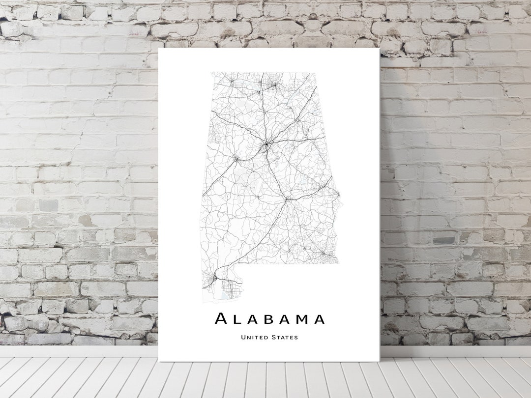Alabama Map - AL USA United States Map - Printable Map Poster - Digital ...