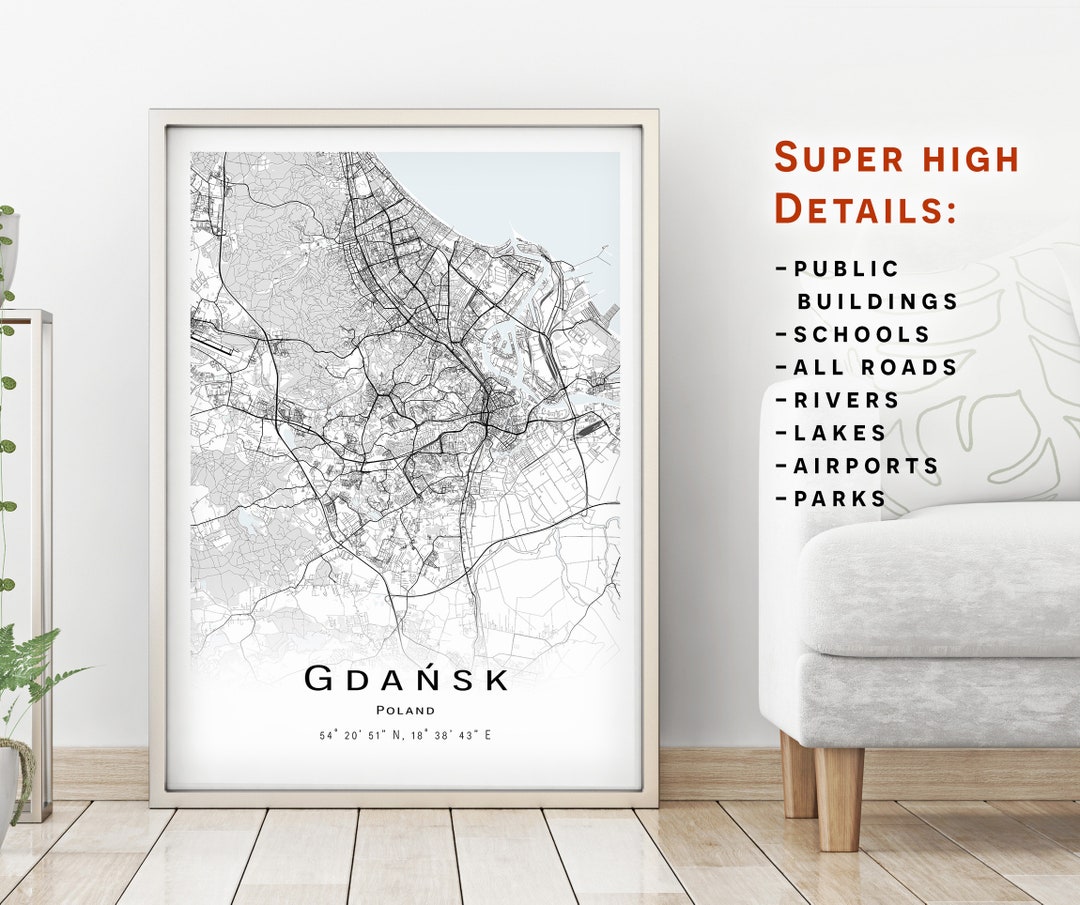 Gdansk Map, Poland - City Map With High Details - Instant Download ...