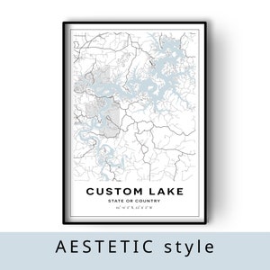 Custom Lake, Personalized Lake, Custom Map Poster, Any Lake, Wall Decor ...