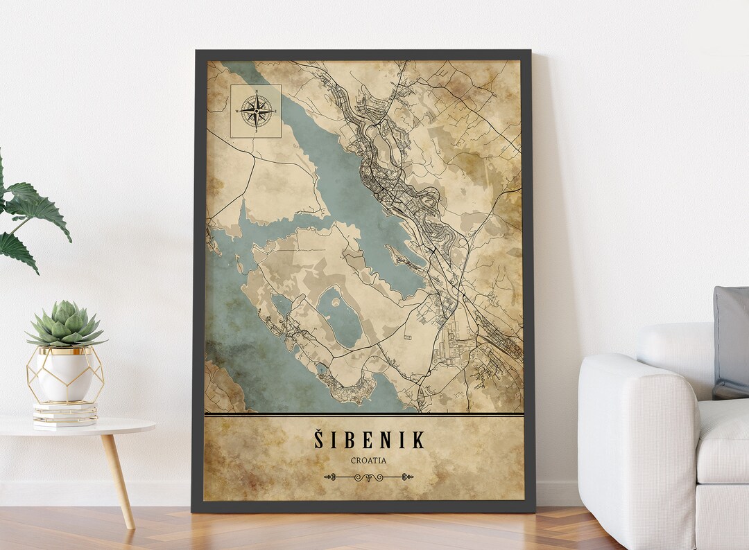 Sibenik Vintage Map, Croatia City Map Home Decor Instant Download ...