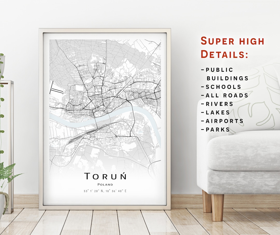 Torun Map, Poland - City Map With High Details - Instant Download ...