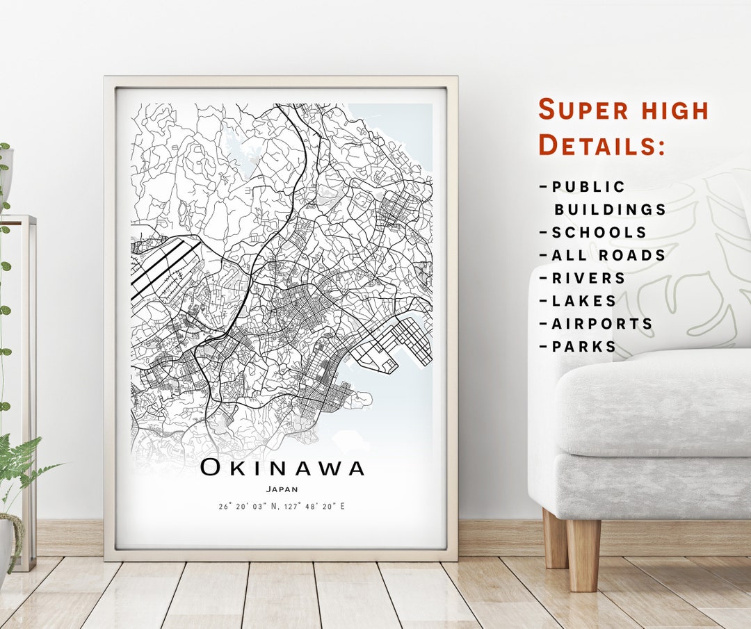 Okinawa Map - Japan- City Map With High Details - Printable Map Poster ...