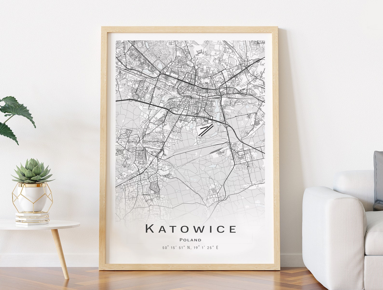 Katowice Map Poland City Map With High Details Printable - Etsy