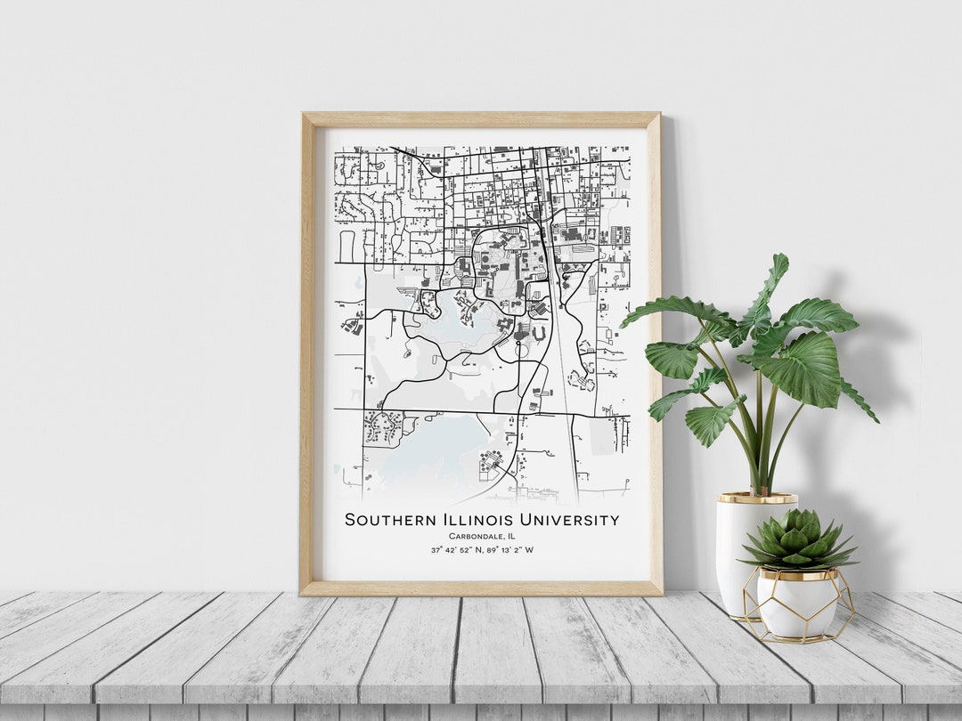 Southern Illinois University Map, Carbondale, IL - Graduation Gift ...