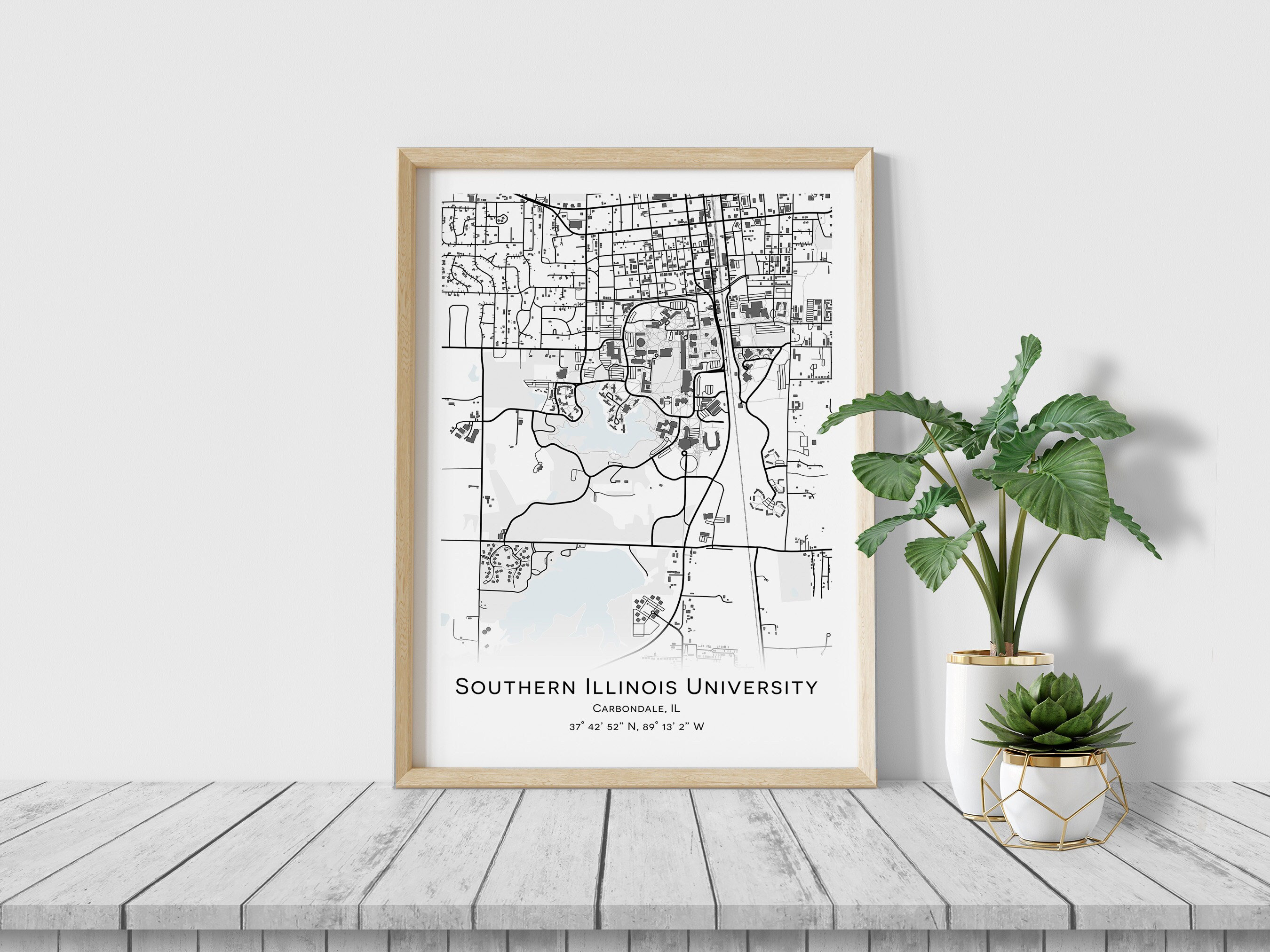Southern Illinois University Map, Carbondale, IL Graduation Gift wall ...