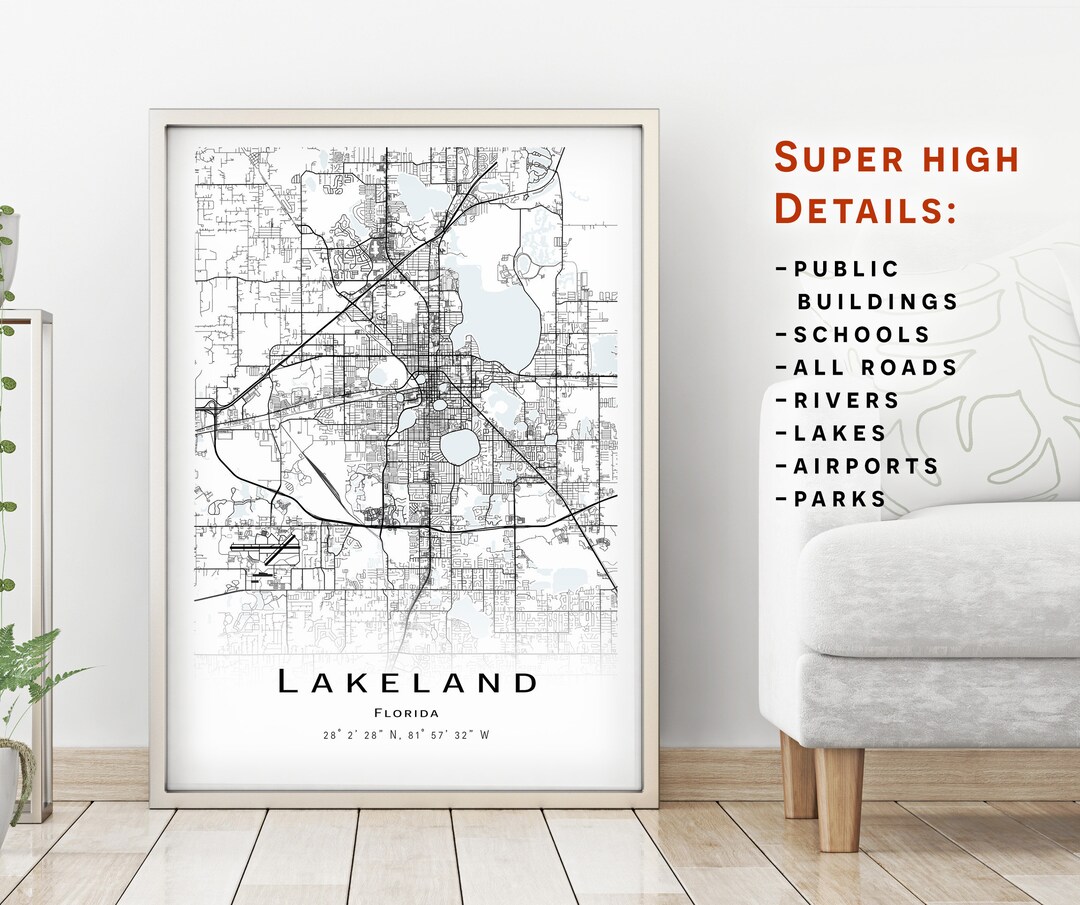 Lakeland Map, Florida, United States (USA) - City Map With High Details ...
