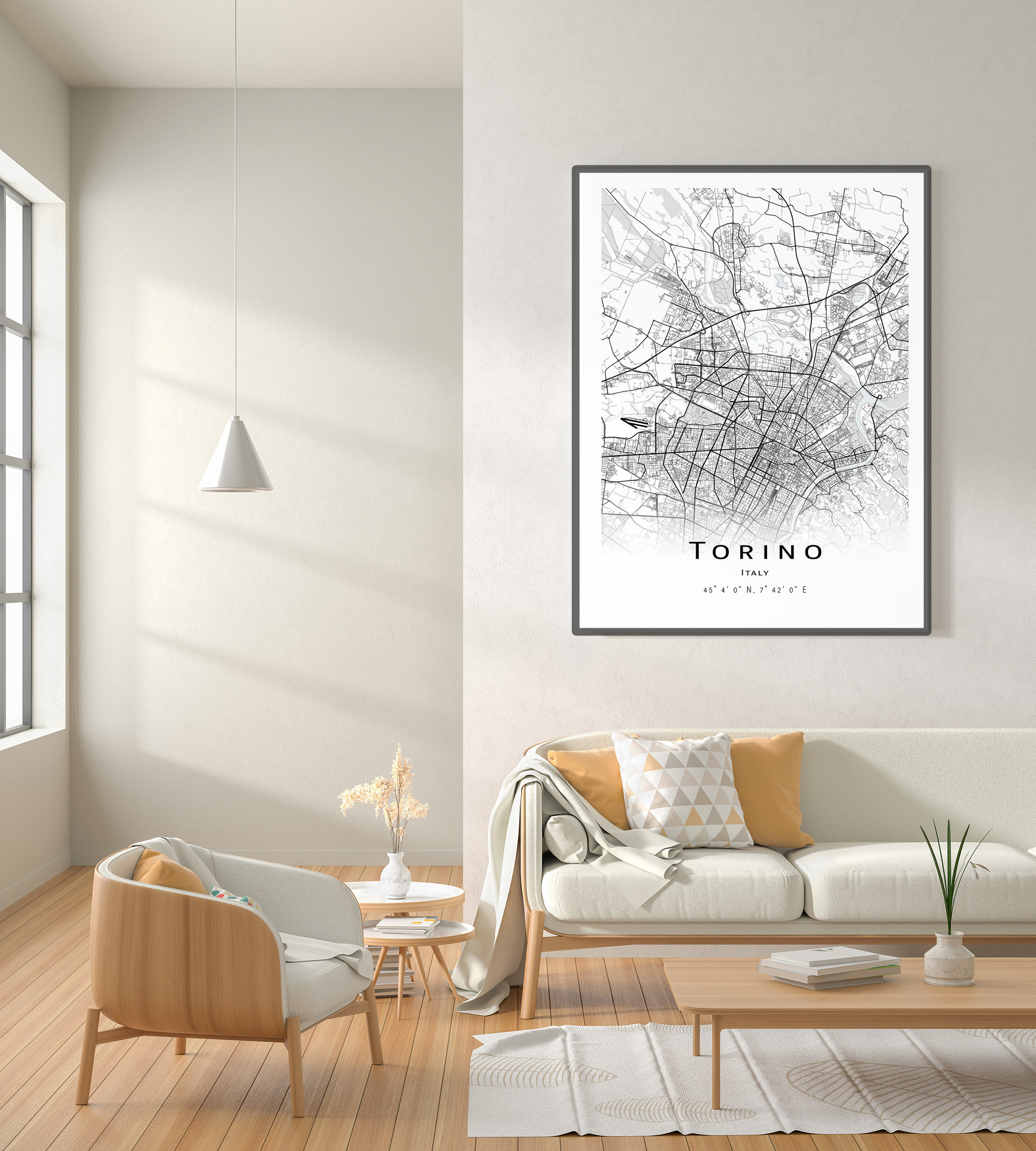 Torino Map Italy City Map With High Details Instant | Etsy