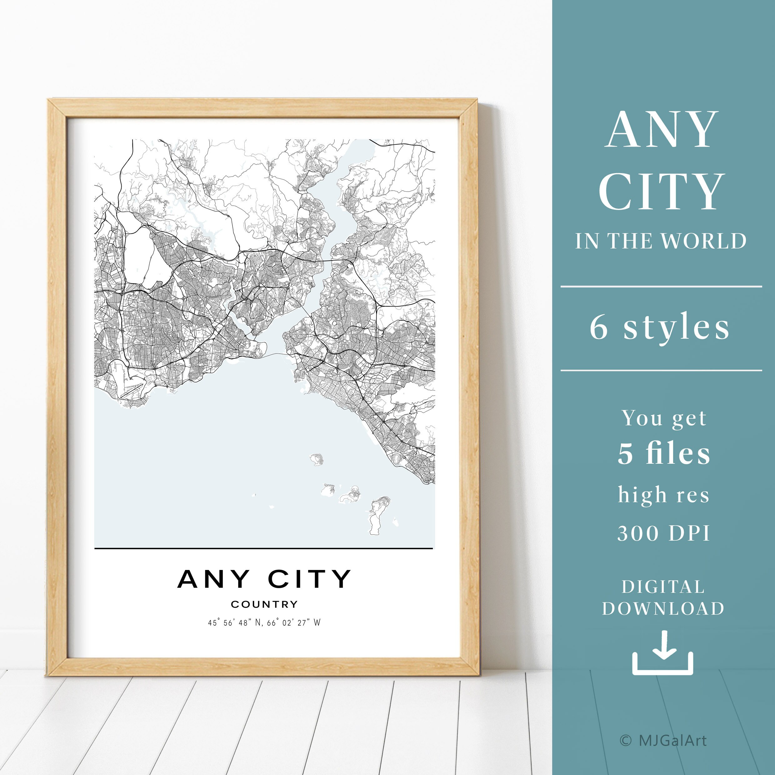 Custom City Map, Personalized Map, Custom Map Poster, Any City, Wall ...