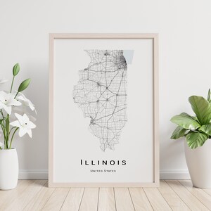 Illinois Map - IL USA United States Map - Printable Map Poster ...