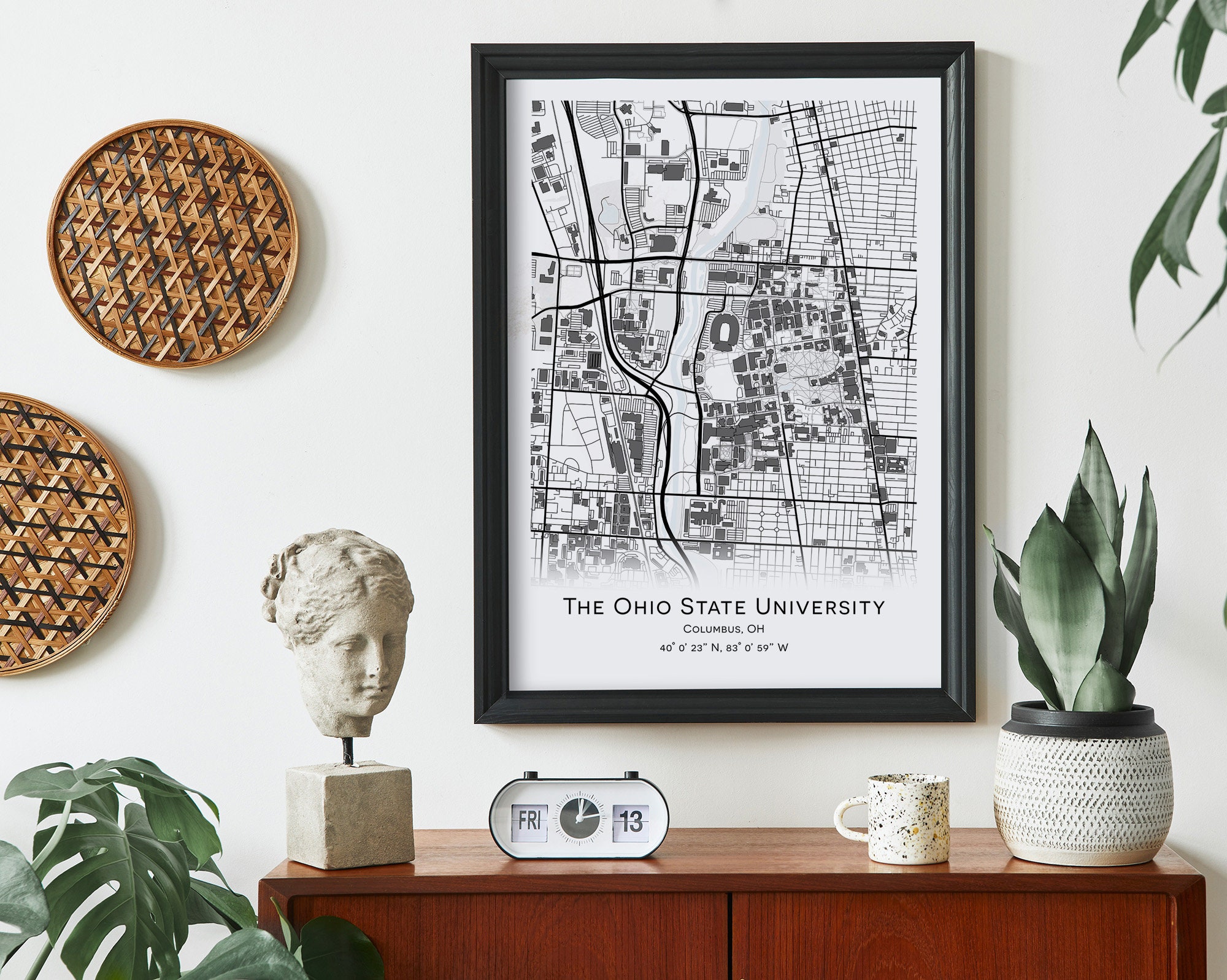 The Ohio State University Map, Columbus, OH - Graduation Gift -wall ...