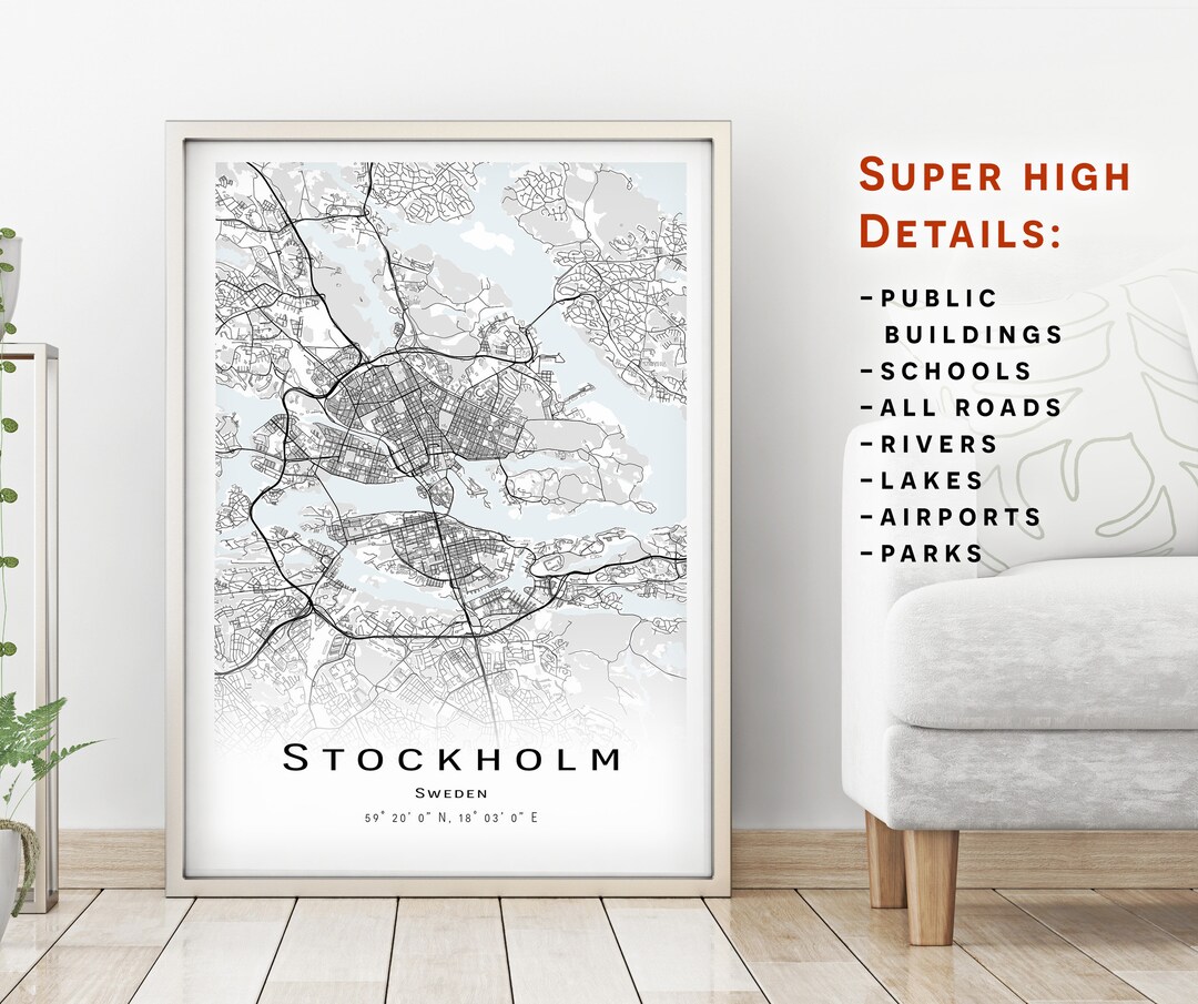 Stockholm Map - Sweden - City Map With High Details - Printable Map ...