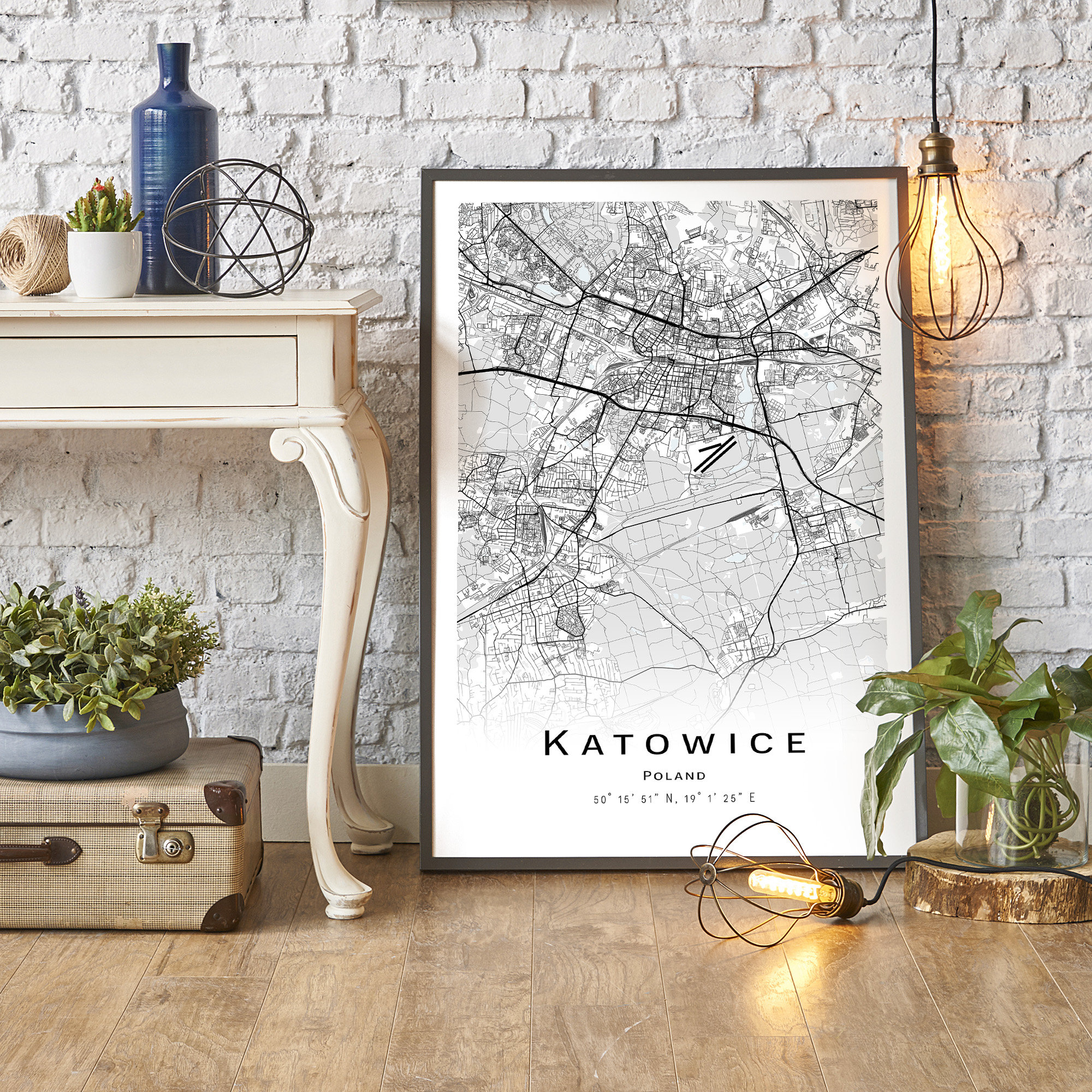 Katowice Map Poland City Map With High Details Printable - Etsy
