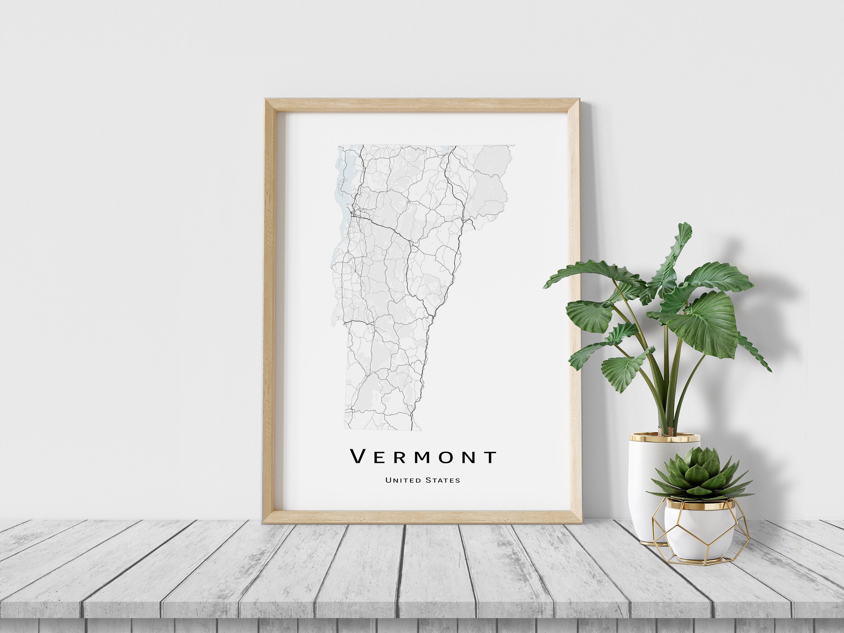 Vermont Map VT USA United States Map Printable Map Poster Digital ...