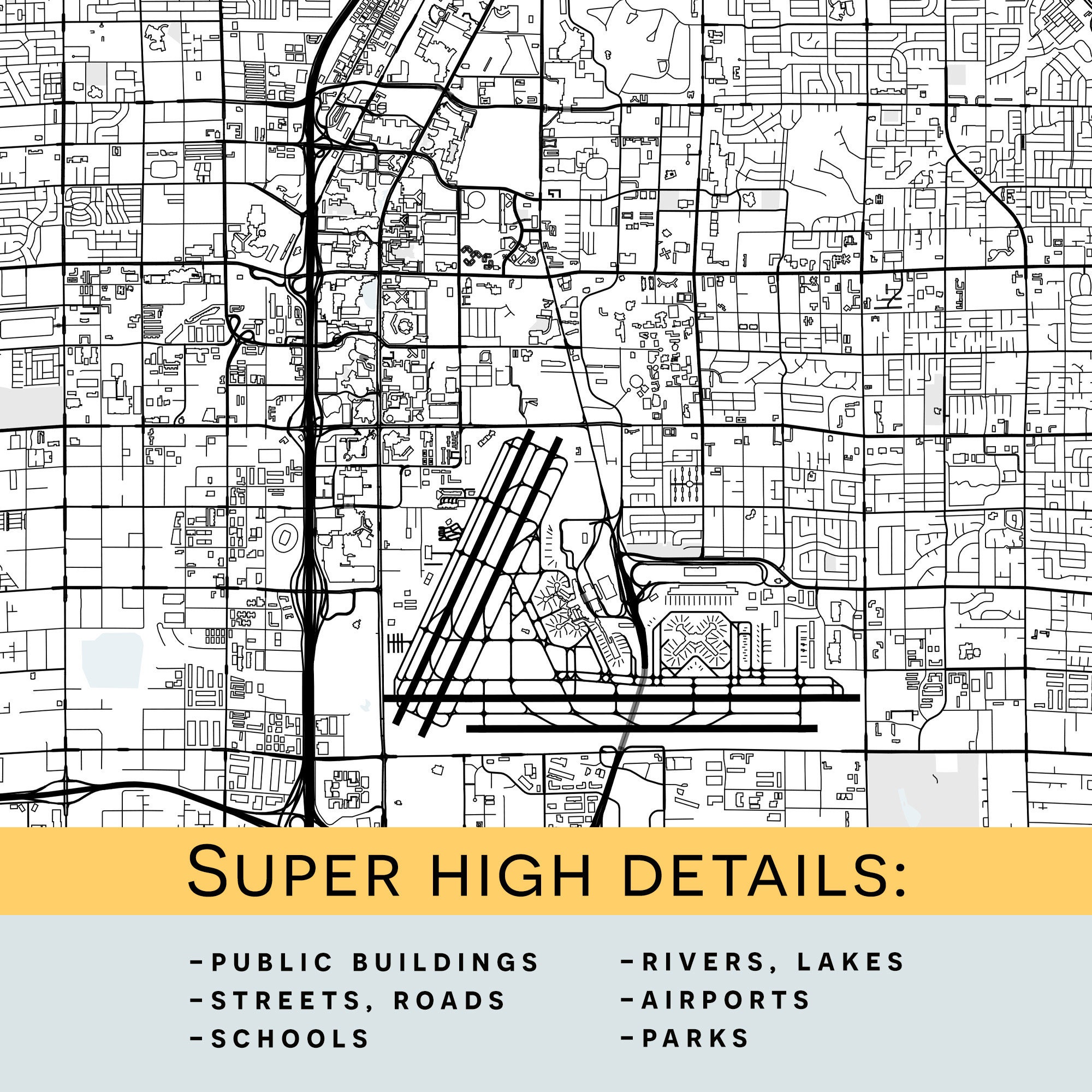 Las Vegas Map, Nevada, NV City Map With High Details Instant Download ...