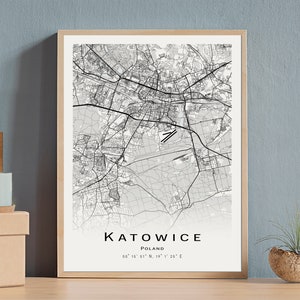 Katowice Map Poland City Map With High Details Printable Map Poster ...