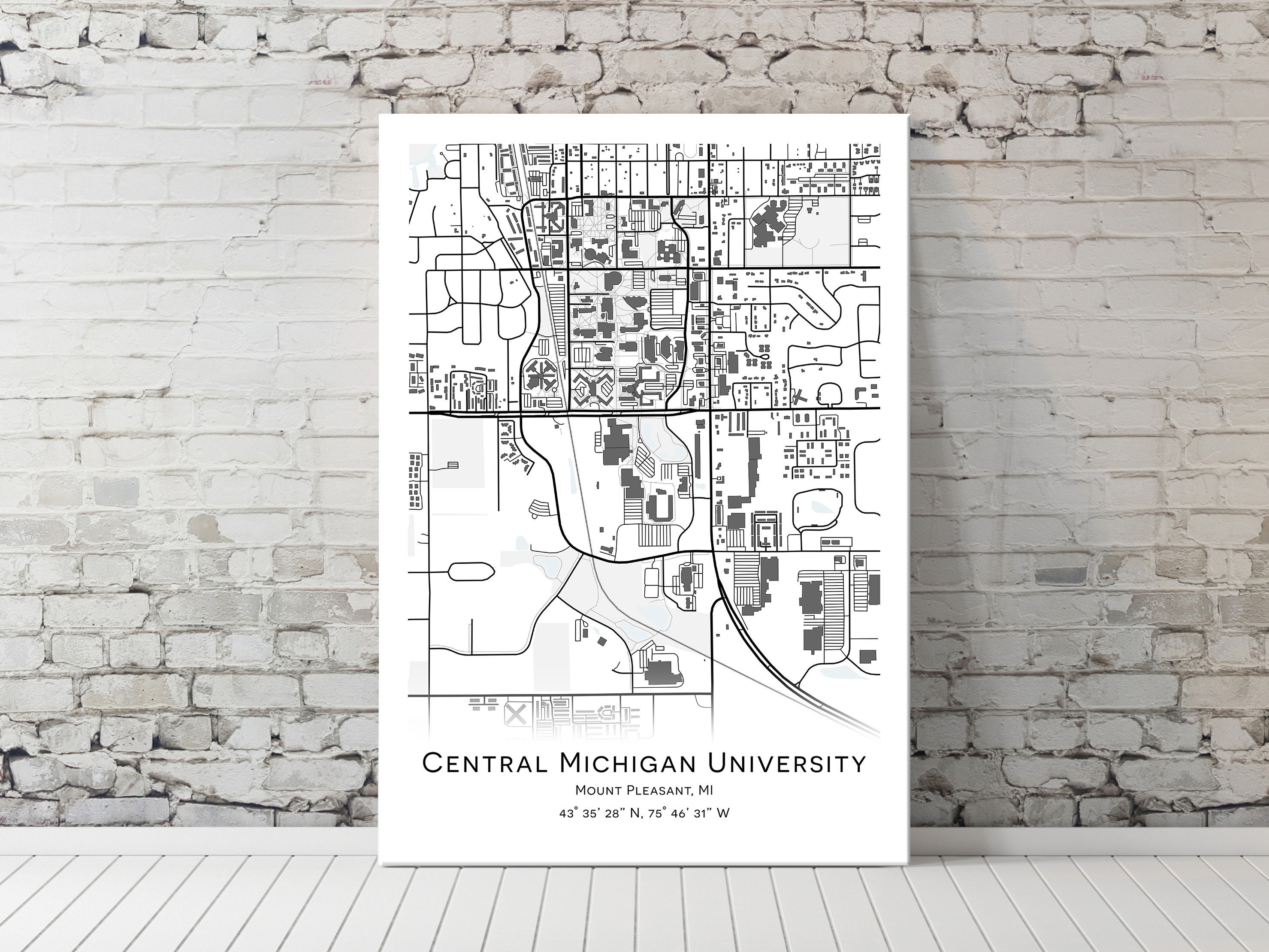 Central Michigan University Map, Mount Pleasant, MI - Graduation Gift ...