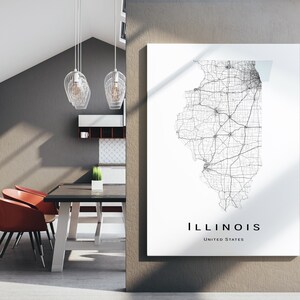 Illinois Map - IL USA United States Map - Printable Map Poster ...