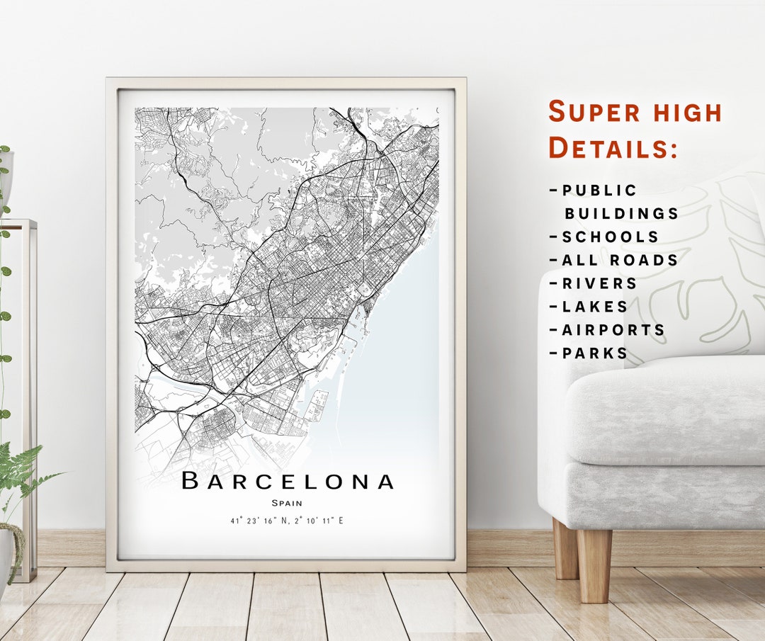 Barcelona Map, Spain - City Map With High Details - Instant Download ...
