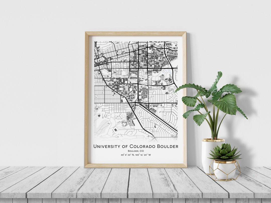 Unoversity of Colorado Boulder CO Map - Graduation Gift -wall Decor ...