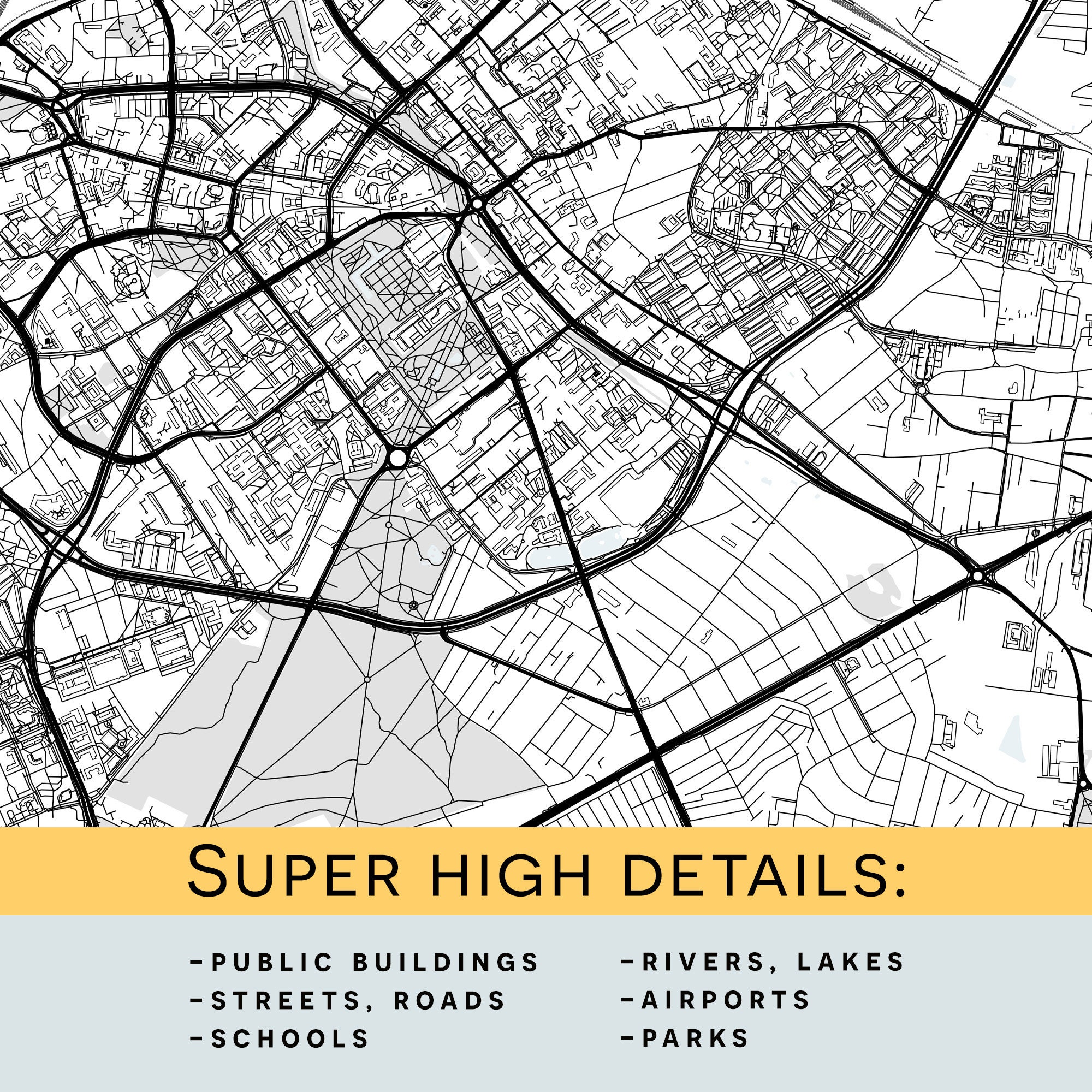 Bialystok Map, Poland City Map With High Details Instant Download ...