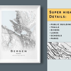 Bergrn Map, Norway - City Map With High Details - Instant Download ...