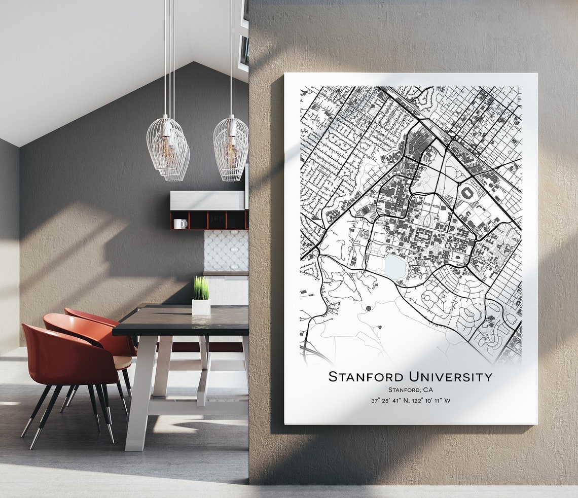 Stanford University Map, Graduation Gift, Campus Wall Art (digital ...