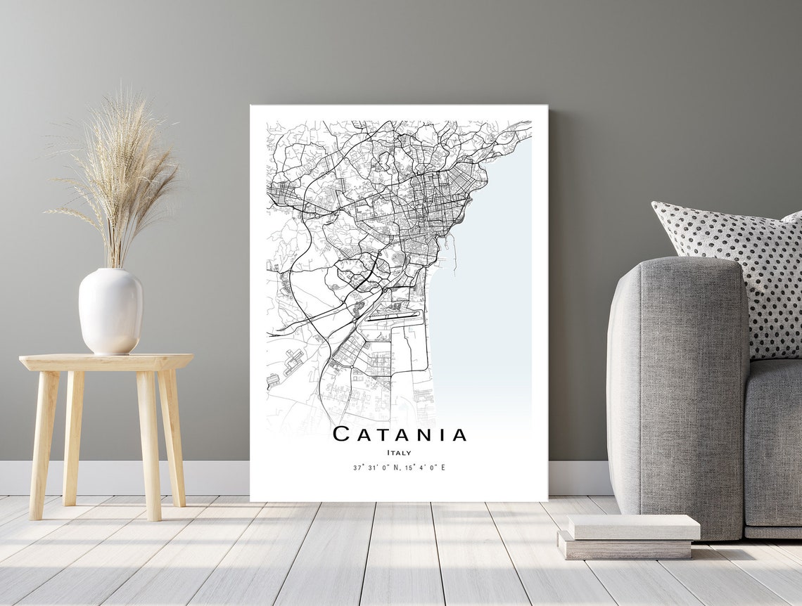 Catania Map, Italy - City Map With High Details - Instant Download ...