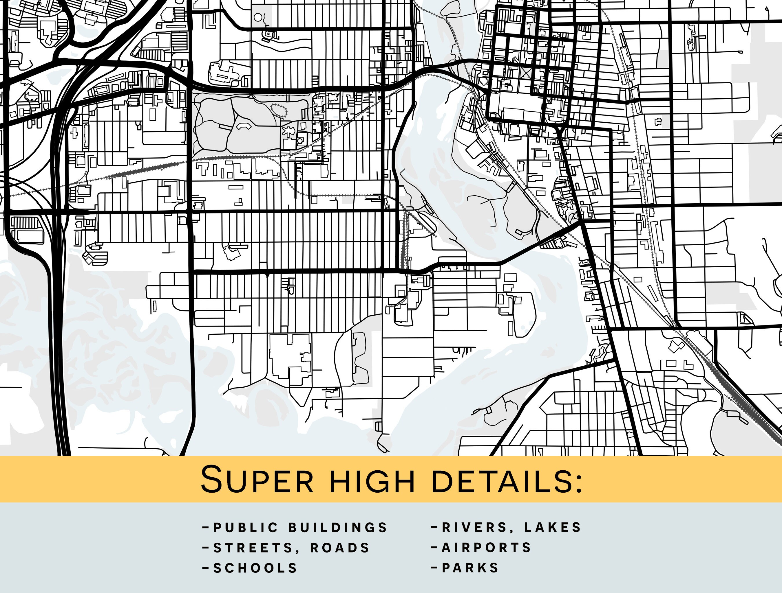 Wausau Map Wisconsin US City Map With High Details - Etsy