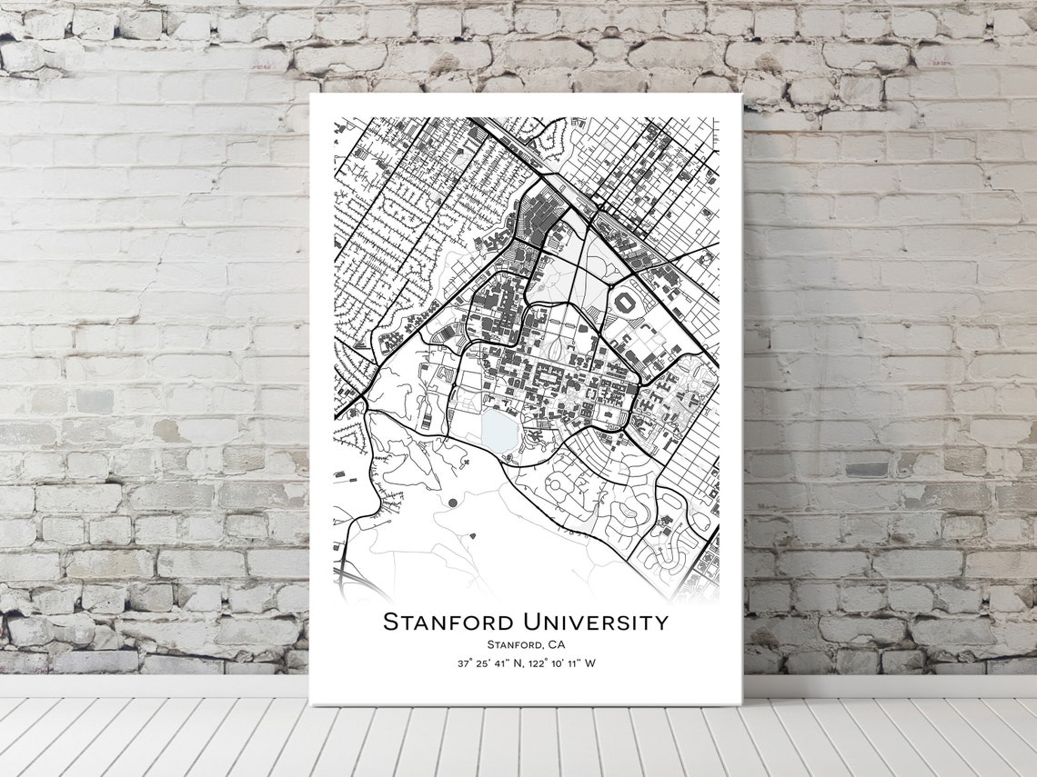 Stanford University Map, Stanford, CA - Graduation Gift - Wall Decor ...