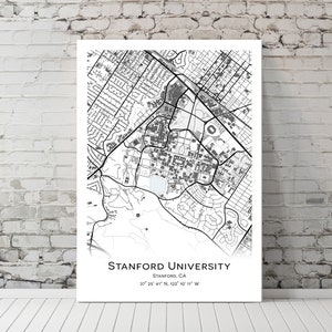 Stanford University Map, Stanford, CA - Graduation Gift - Wall Decor ...