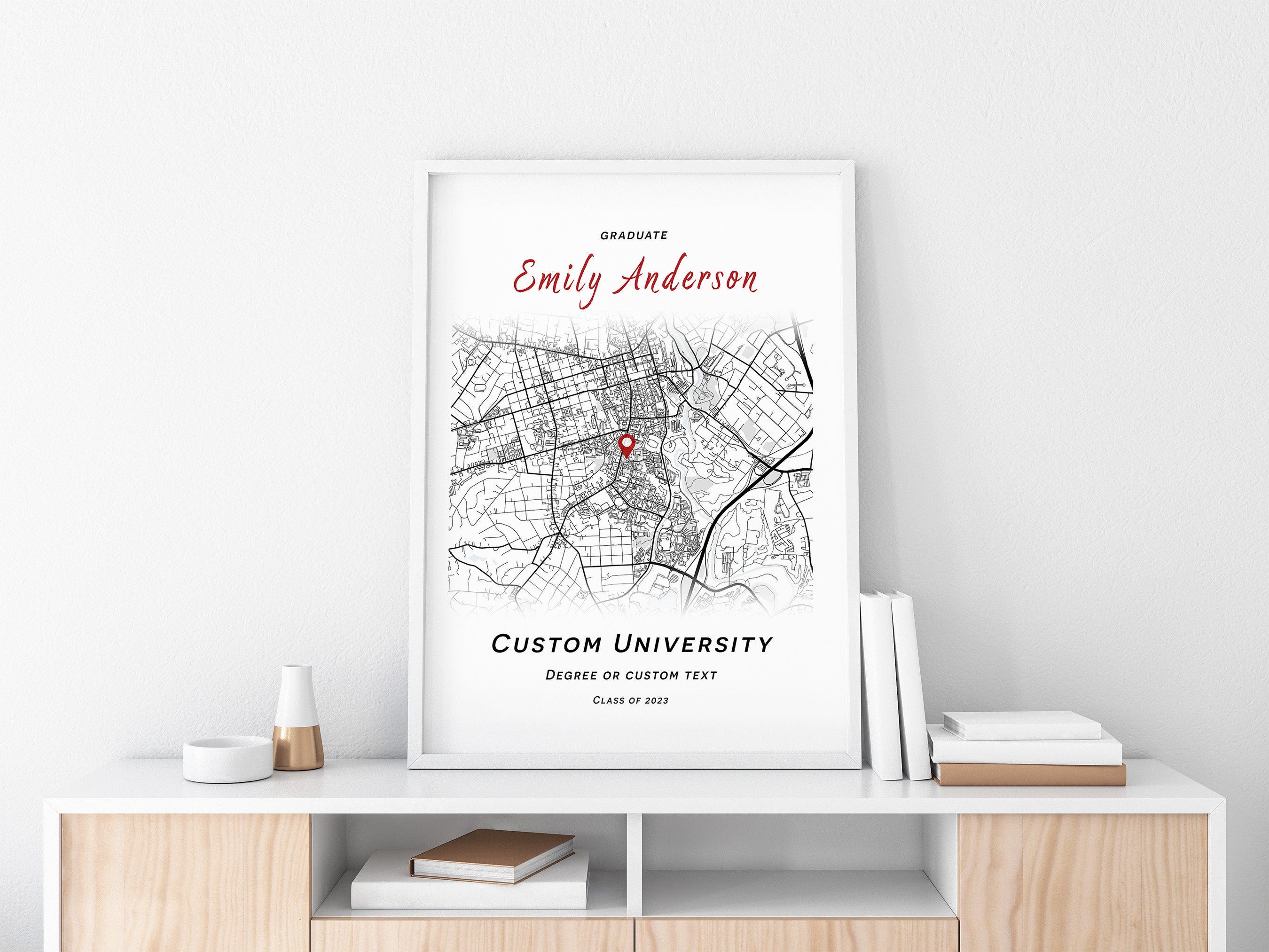 Custom Map, Graduation Gift Your School or University Map, Personalized ...