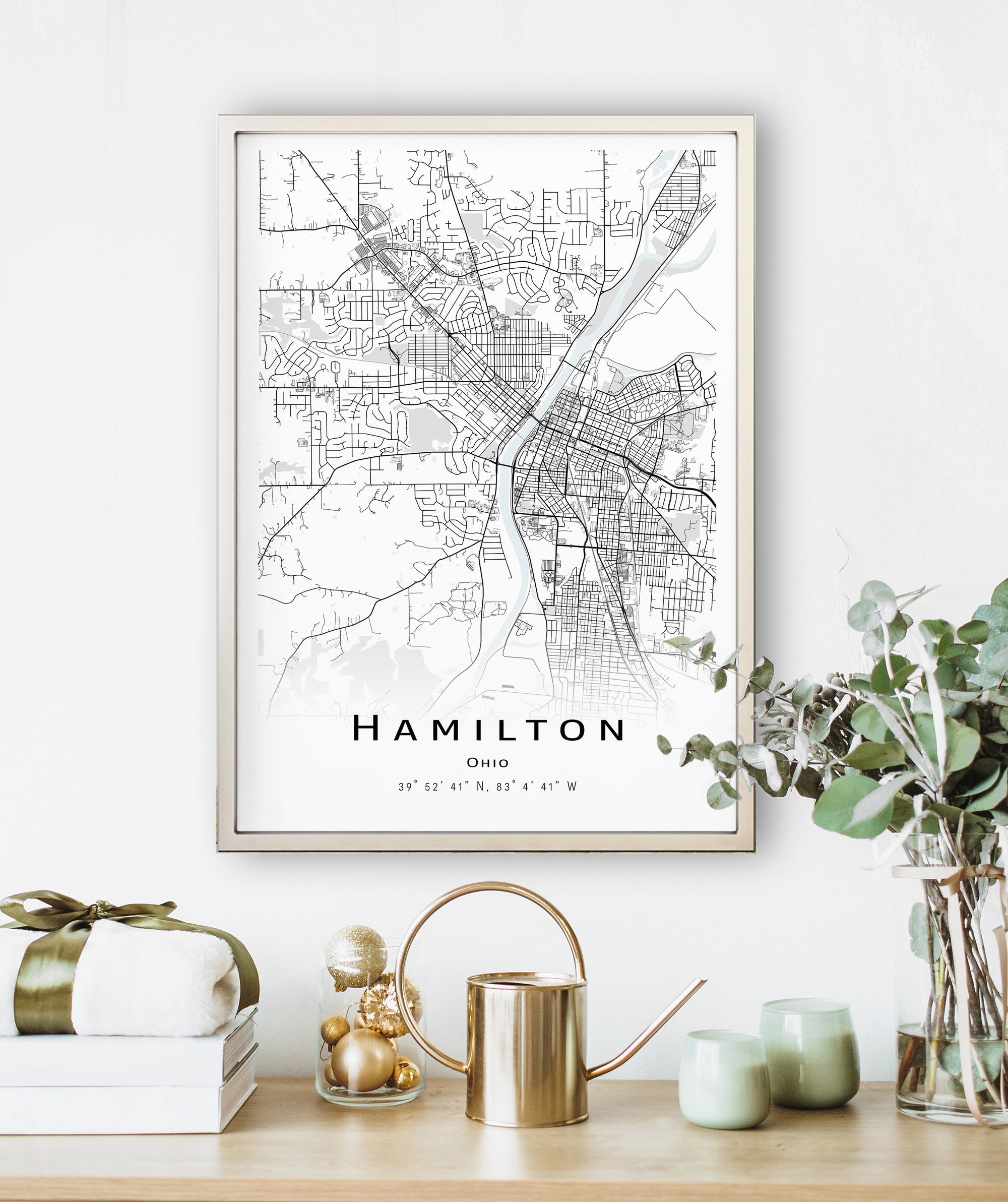 Hamilton Map Ohio OH City Map With High Details - Etsy Australia