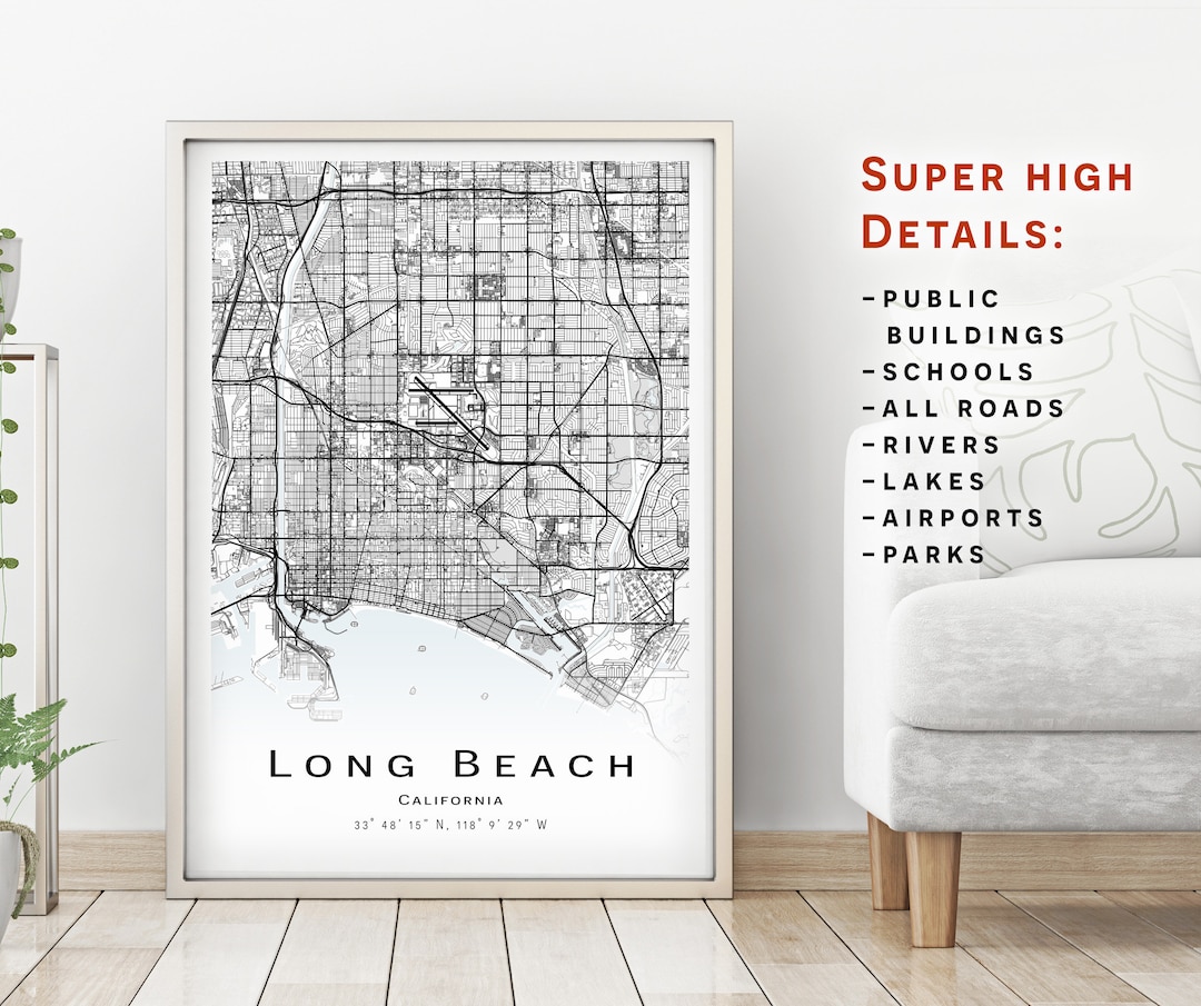Long Beach Map, California, United States (USA) - City Map With High ...