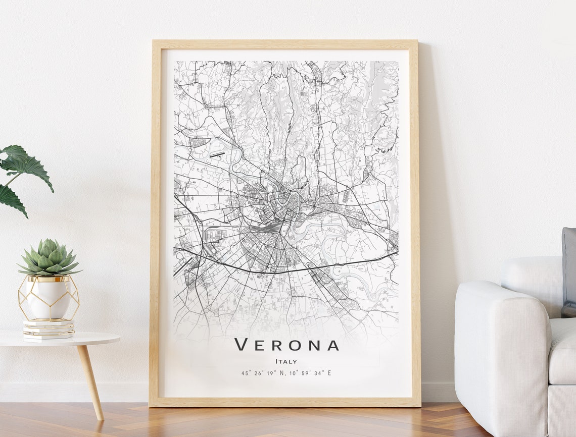 Verona Map - Italy - City Map With High Details - Printable Map Poster ...