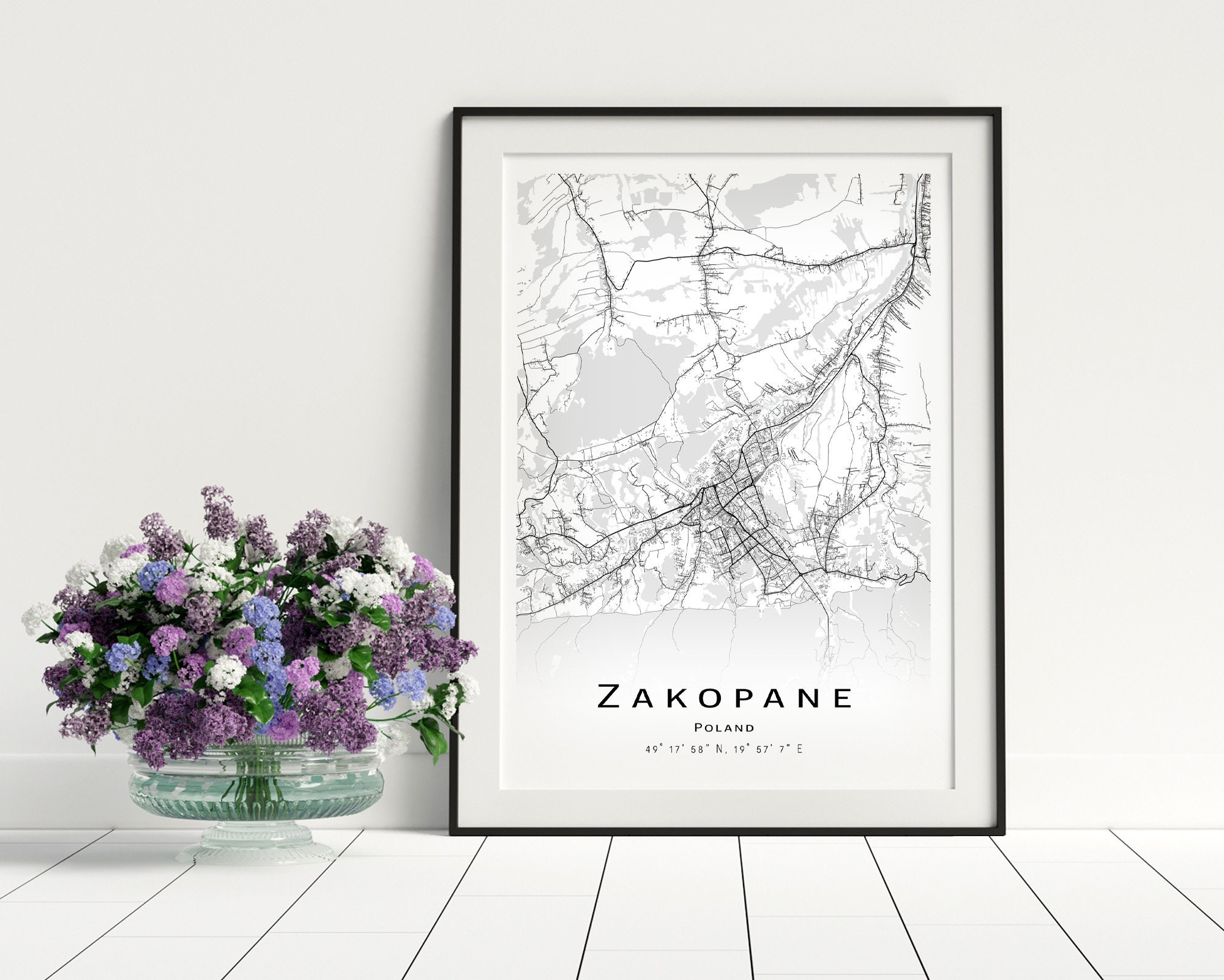 Zakopane Map Poland City Map With High Details Instant - Etsy