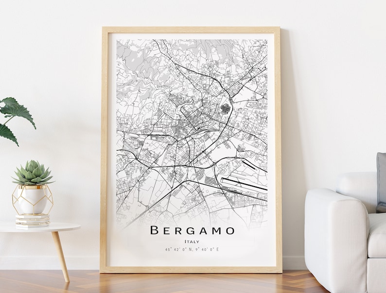 Bergamo Map - Italy- City Map With High Details - Printable Map Poster ...