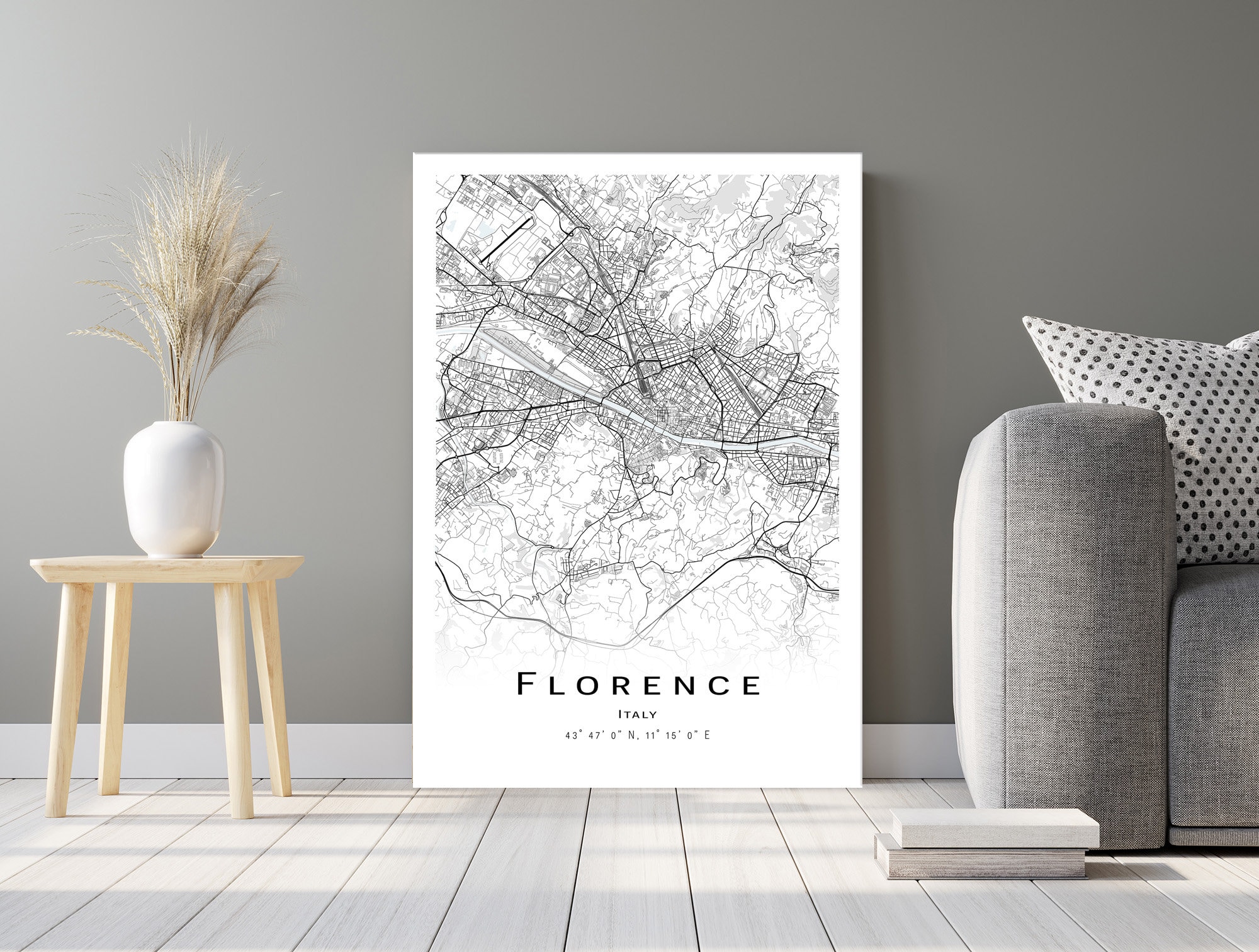 Florencia mapa Italia Mapa de la ciudad con detalles altos - Etsy España