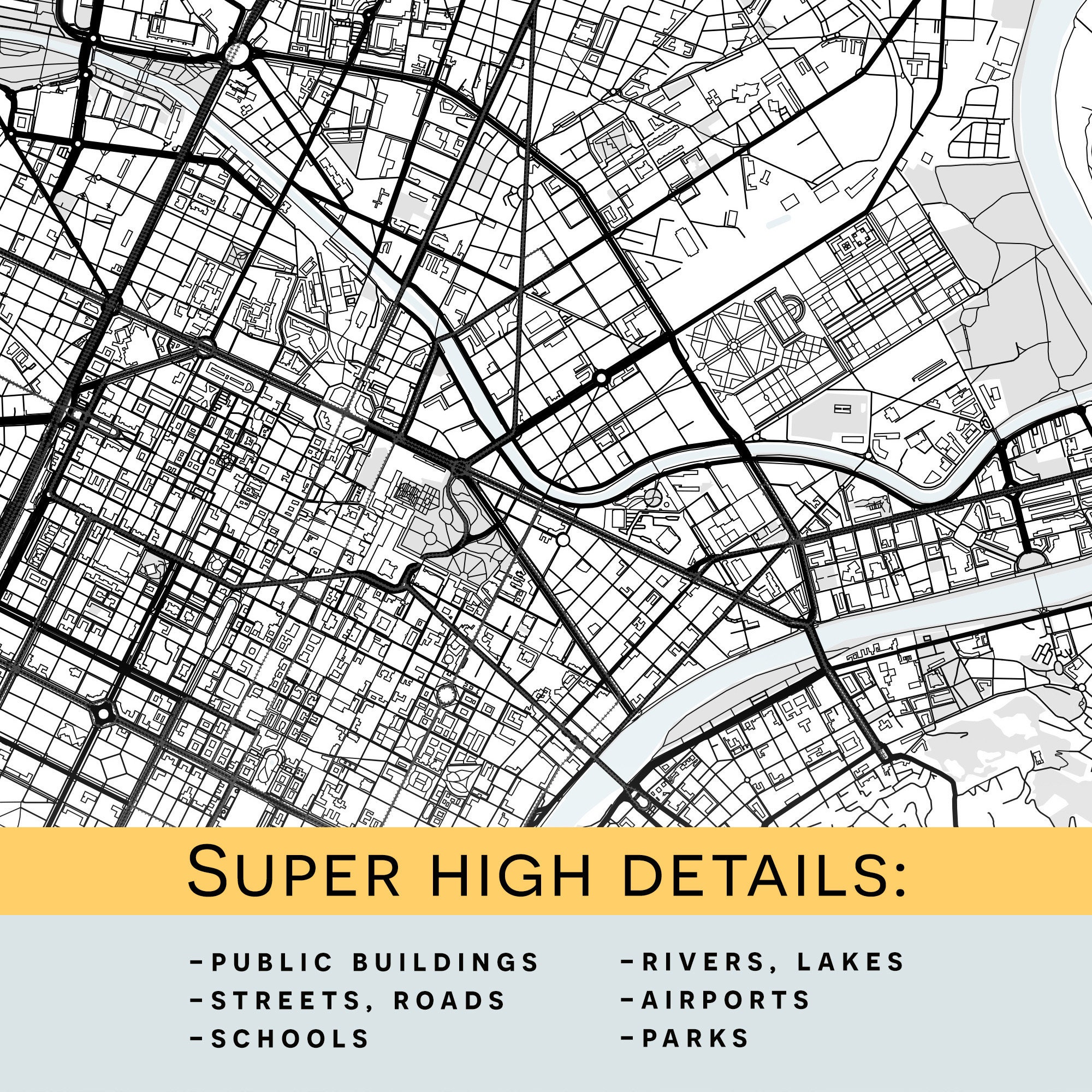 Torino Map, Italy City Map With High Details Instant Download ...