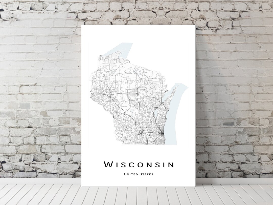 Wisconsin Map - WI USA United States Map - Printable Map Poster ...