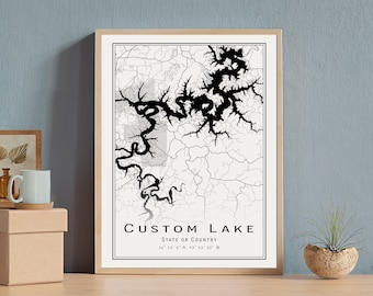 Custom Lake, Personalized Lake, Custom Map Poster, Any Lake, Wall Decor ...