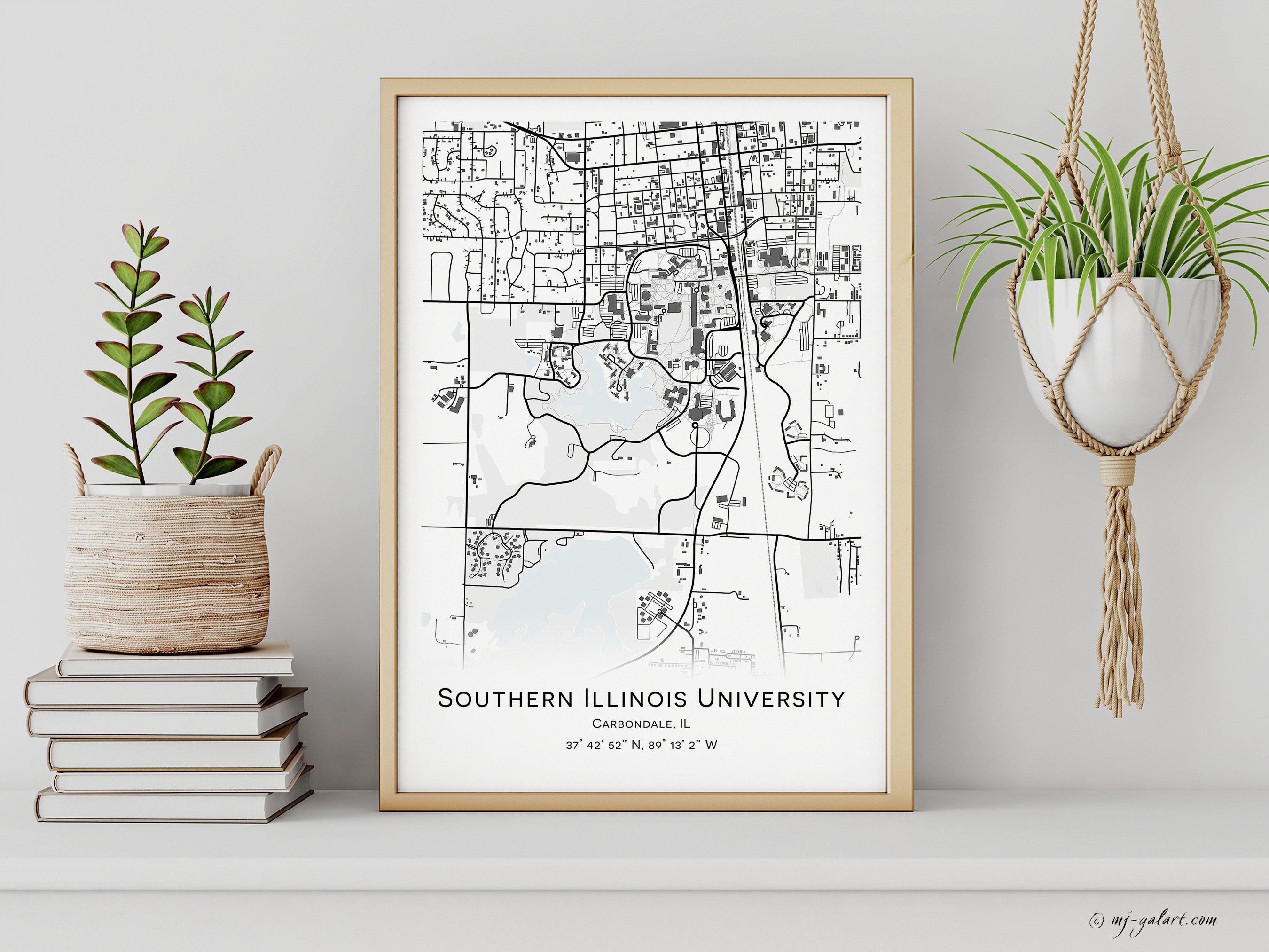 Southern Illinois University Map, Carbondale, IL - Graduation Gift ...
