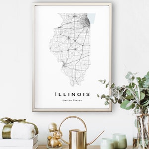 Illinois Map - IL USA United States Map - Printable Map Poster ...