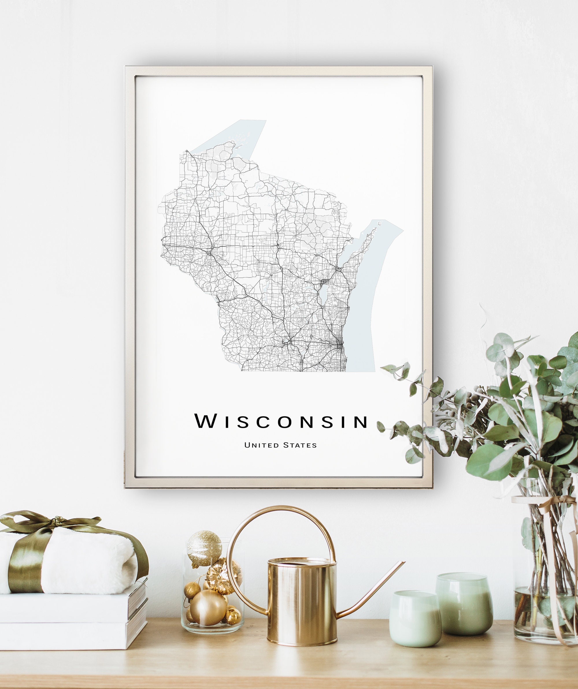 Wisconsin Map WI USA United States Map Printable Map - Etsy