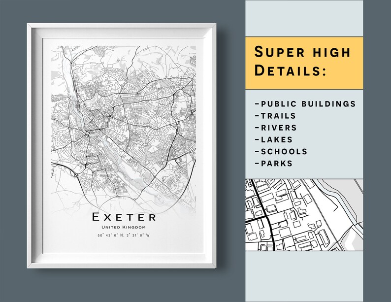 Exeter Map, United Kingdom - City Map With High Details - Instant ...