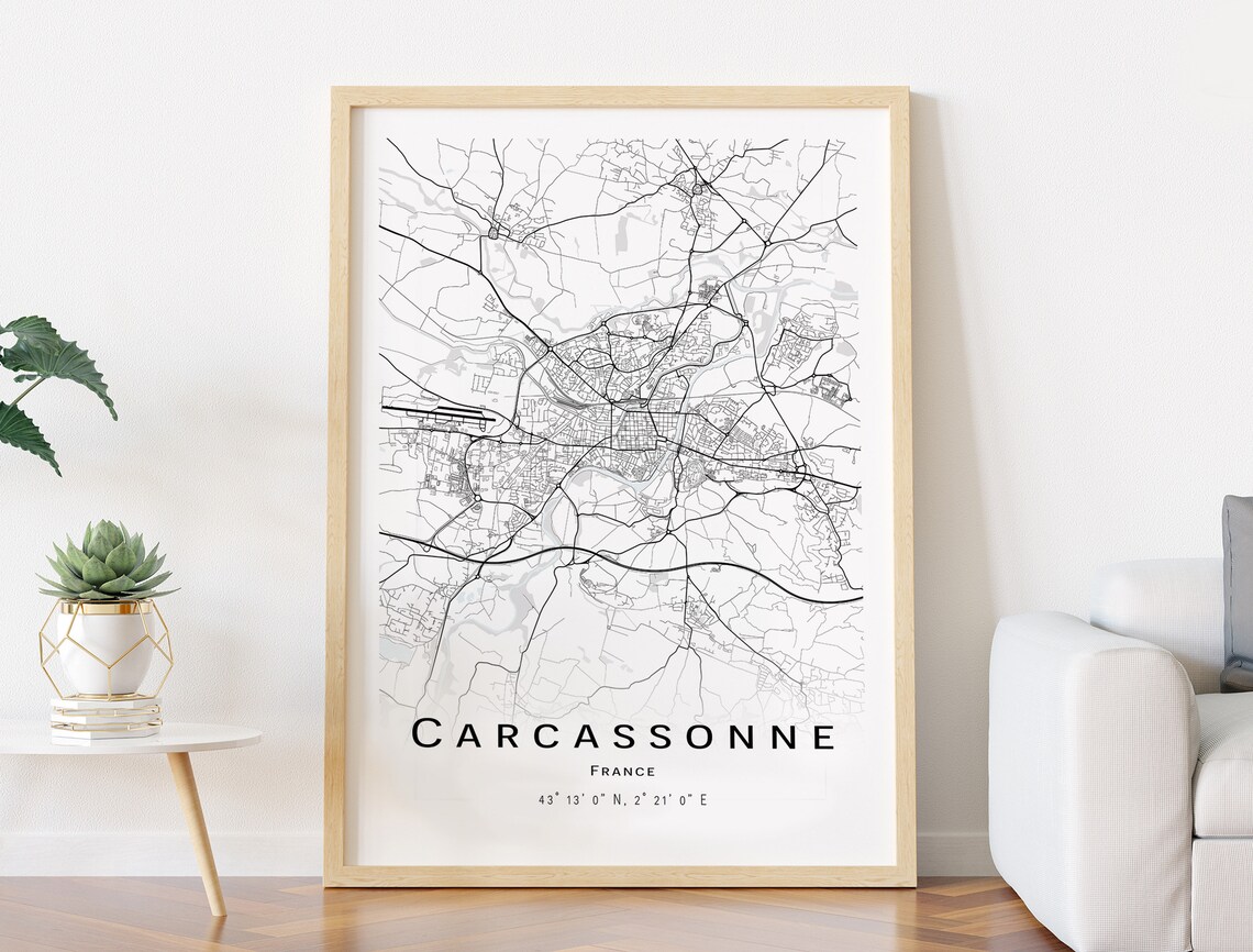 Carcassonne Map France City Map With High Details - Etsy