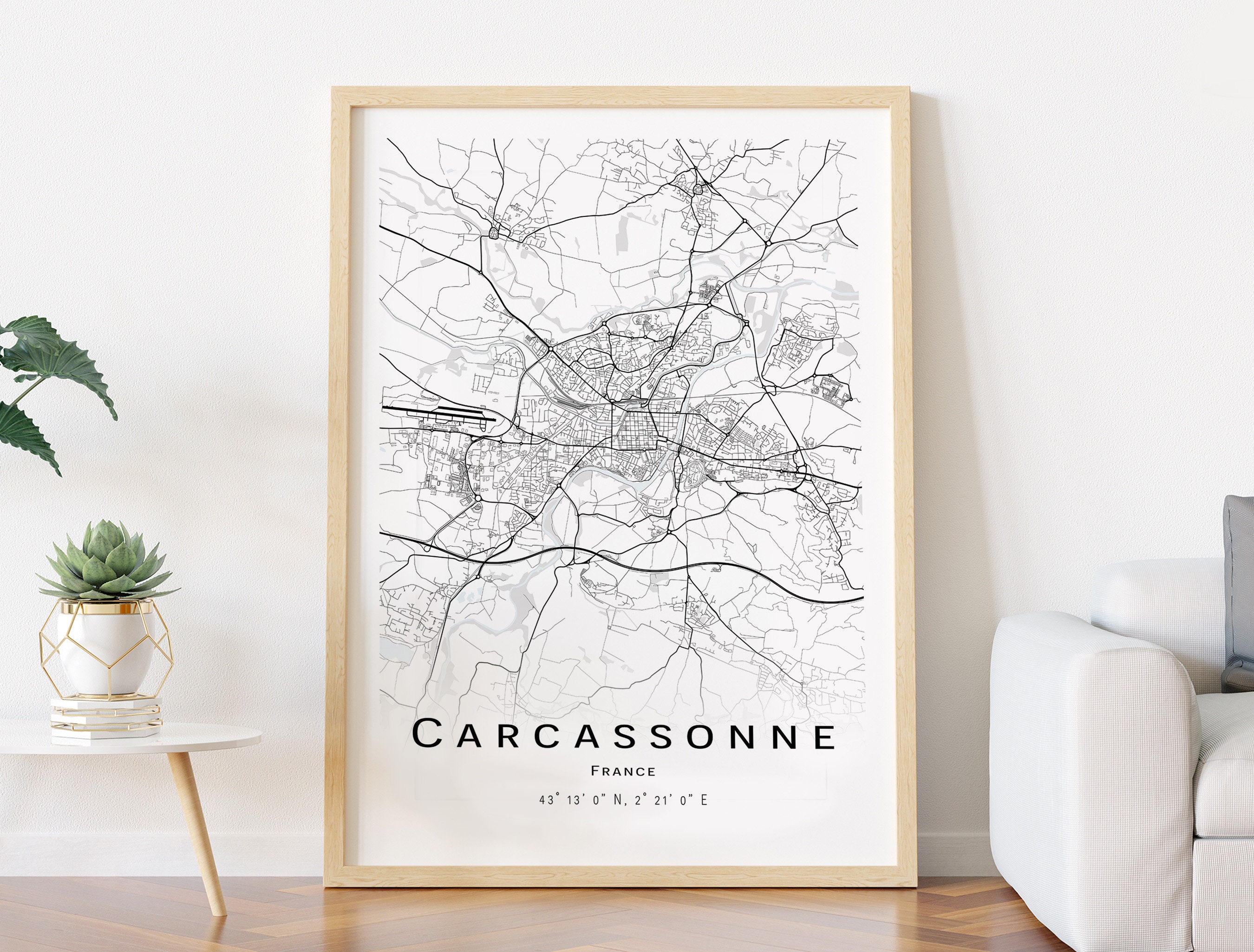 Carcassonne Map France City Map With High Details - Etsy