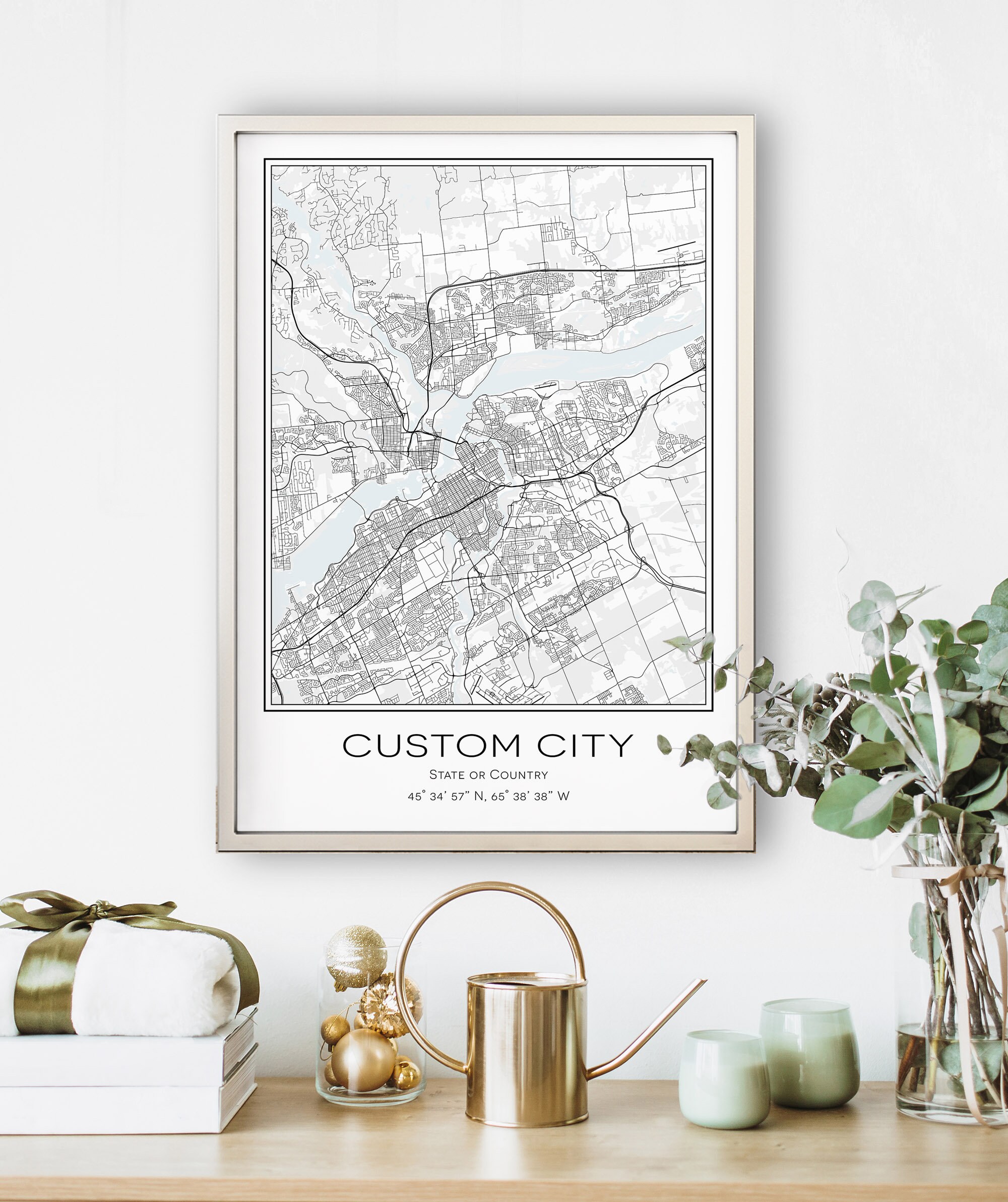 Any City Map Custom Map, Custom Map Poster Any City, Any Town ...