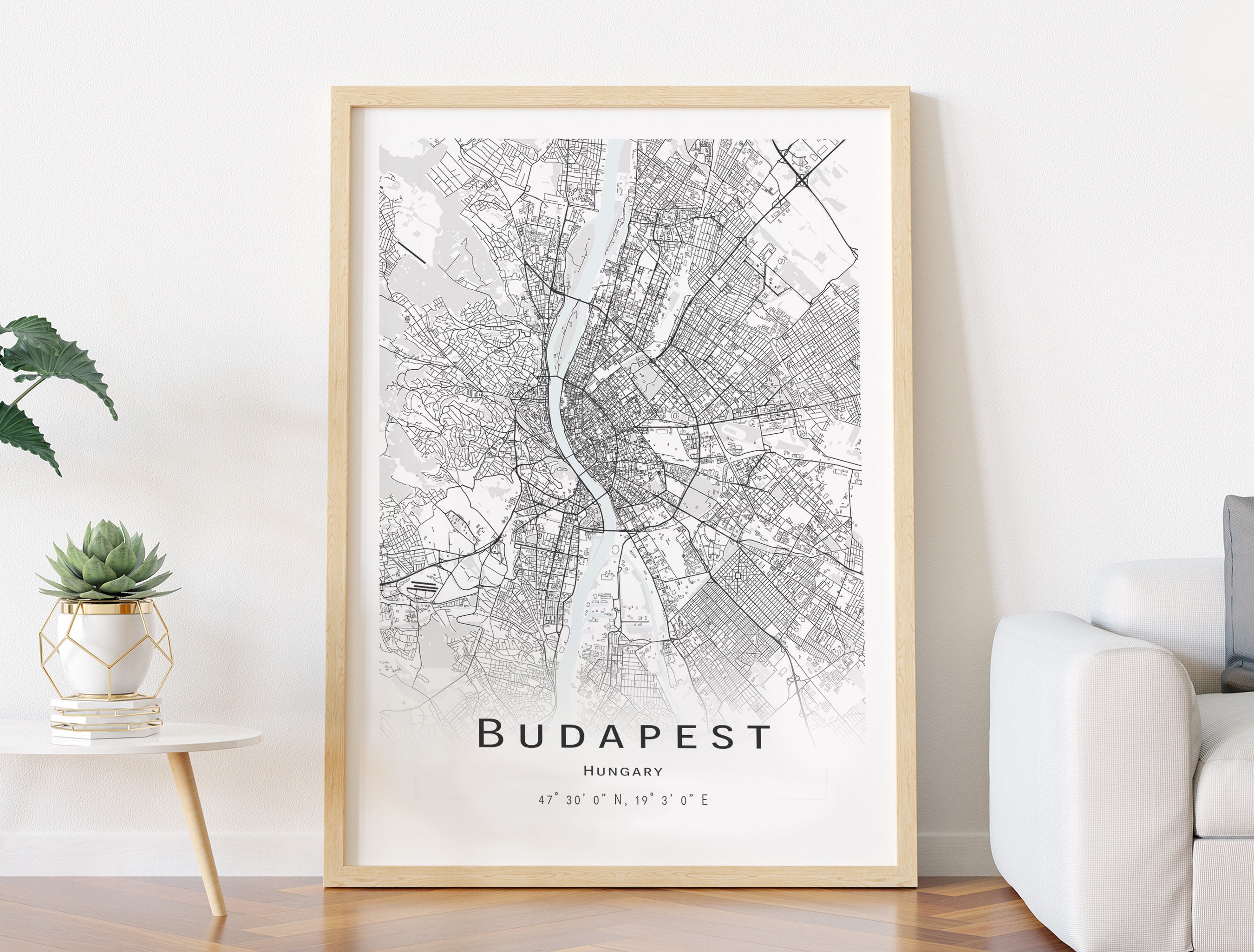 Budapest Map Hungary City Map With High Details Printable Map Poster ...